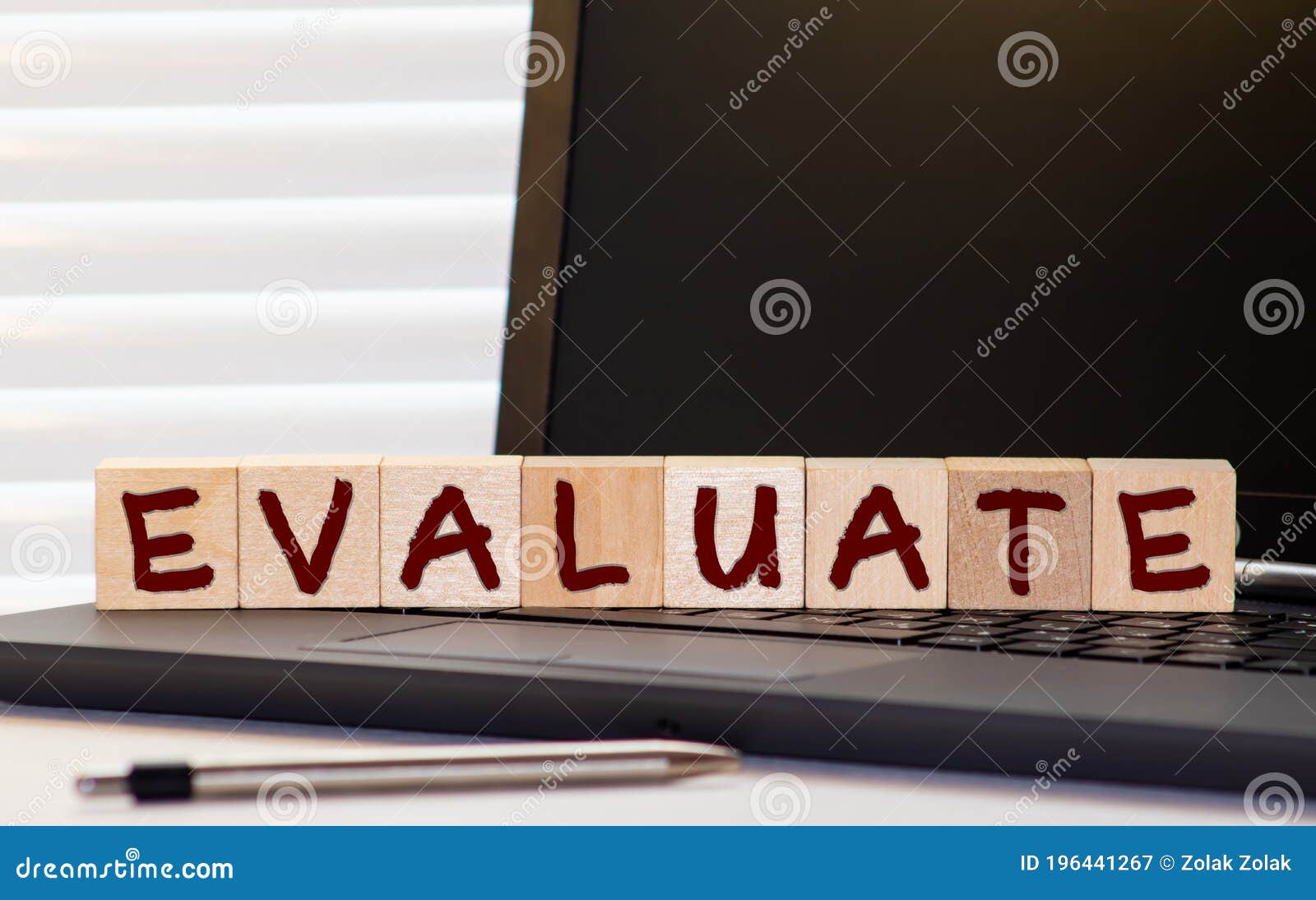 EVALUATE Word Made with Building Blocks Stock Image - Image of ...