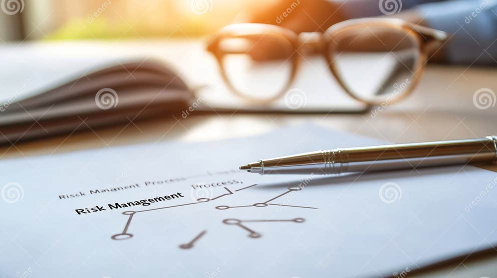 Risk Management Flowchart Analyzing Process, Notebook, Pen, Glasses ...
