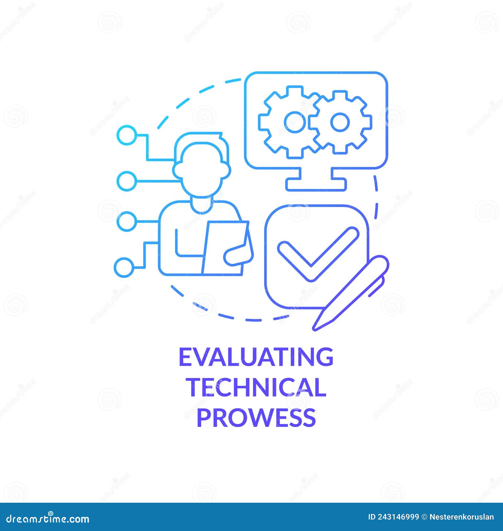 Evaluating Technical Prowess Blue Gradient Concept Icon Cartoon Vector ...