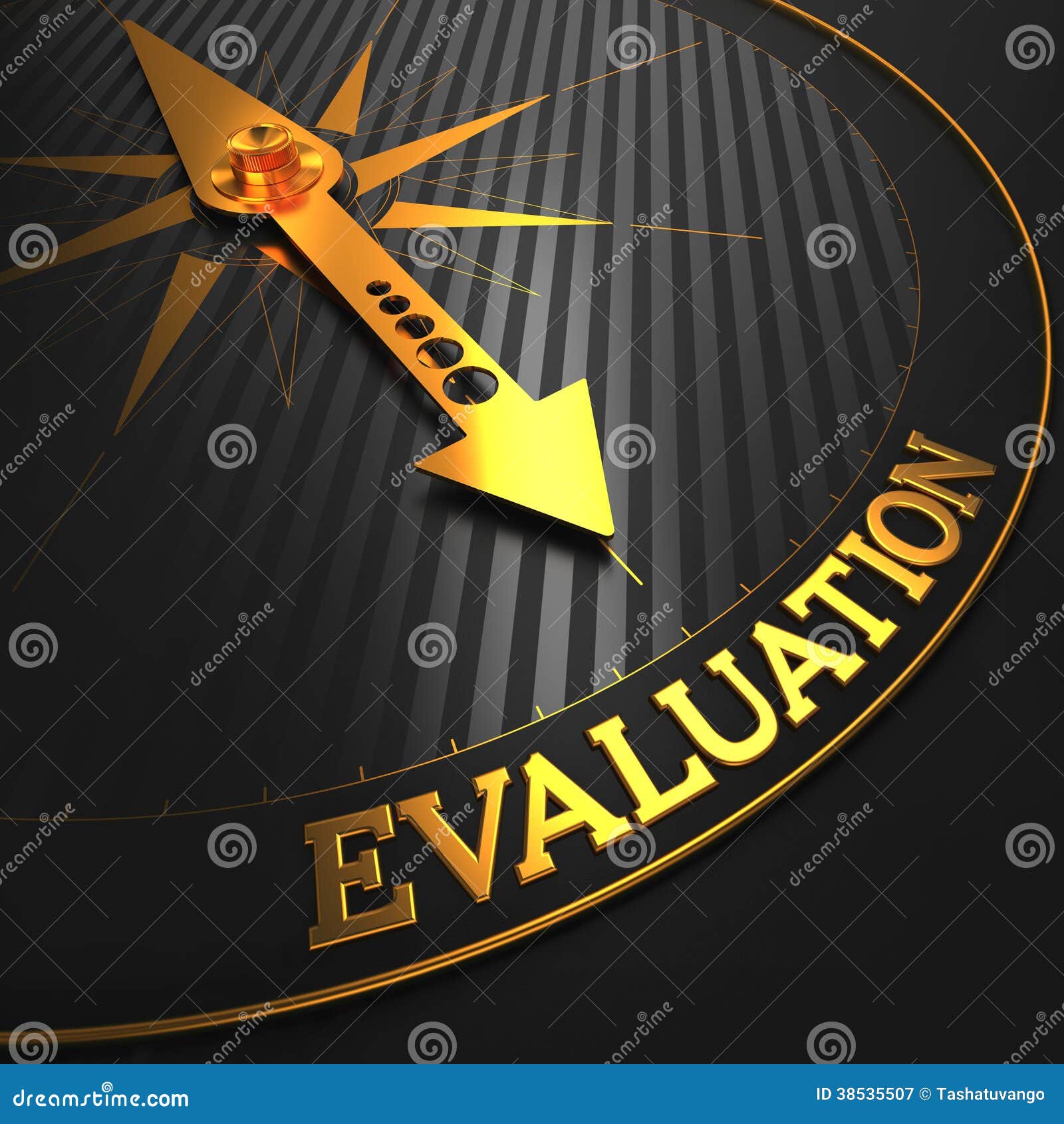 Evaluation Concept on Black with Golden Compass. Stock Illustration ...