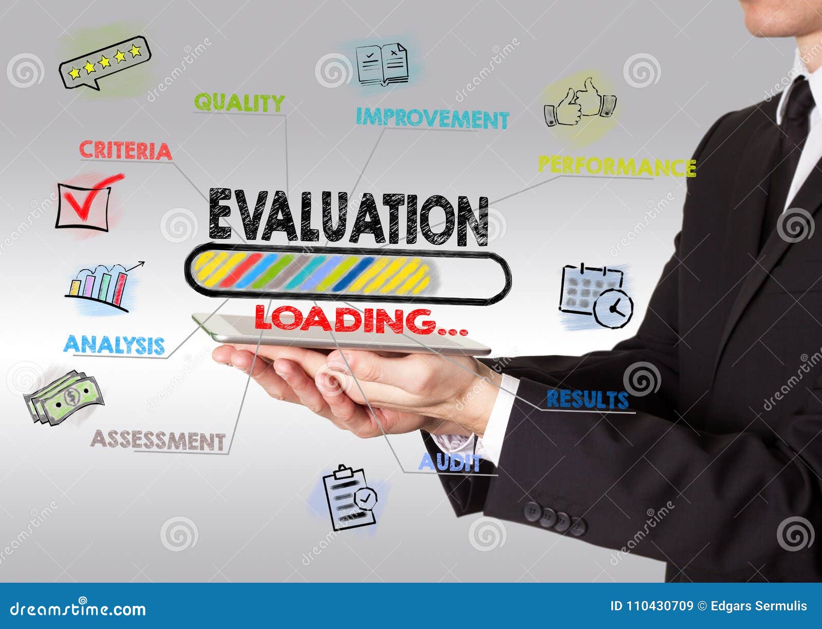 Evaluation Concept. Chart with Keywords and Icons Stock Image - Image ... Evaluation Concept. Chart with Keywords and Icons Stock Image - Image ...