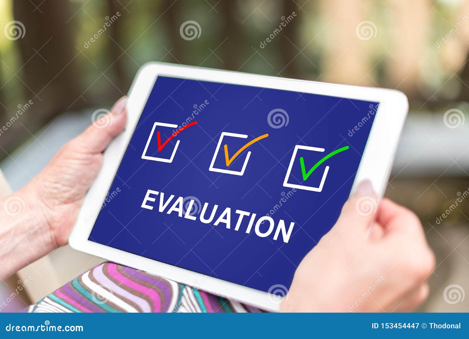 Evaluation Concept on a Tablet Stock Image - Image of smiley ...