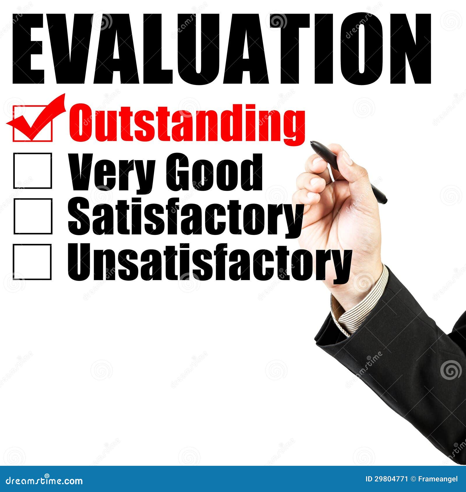 Evaluation Form and Hand Check Outstanding Stock Image - Image of ...