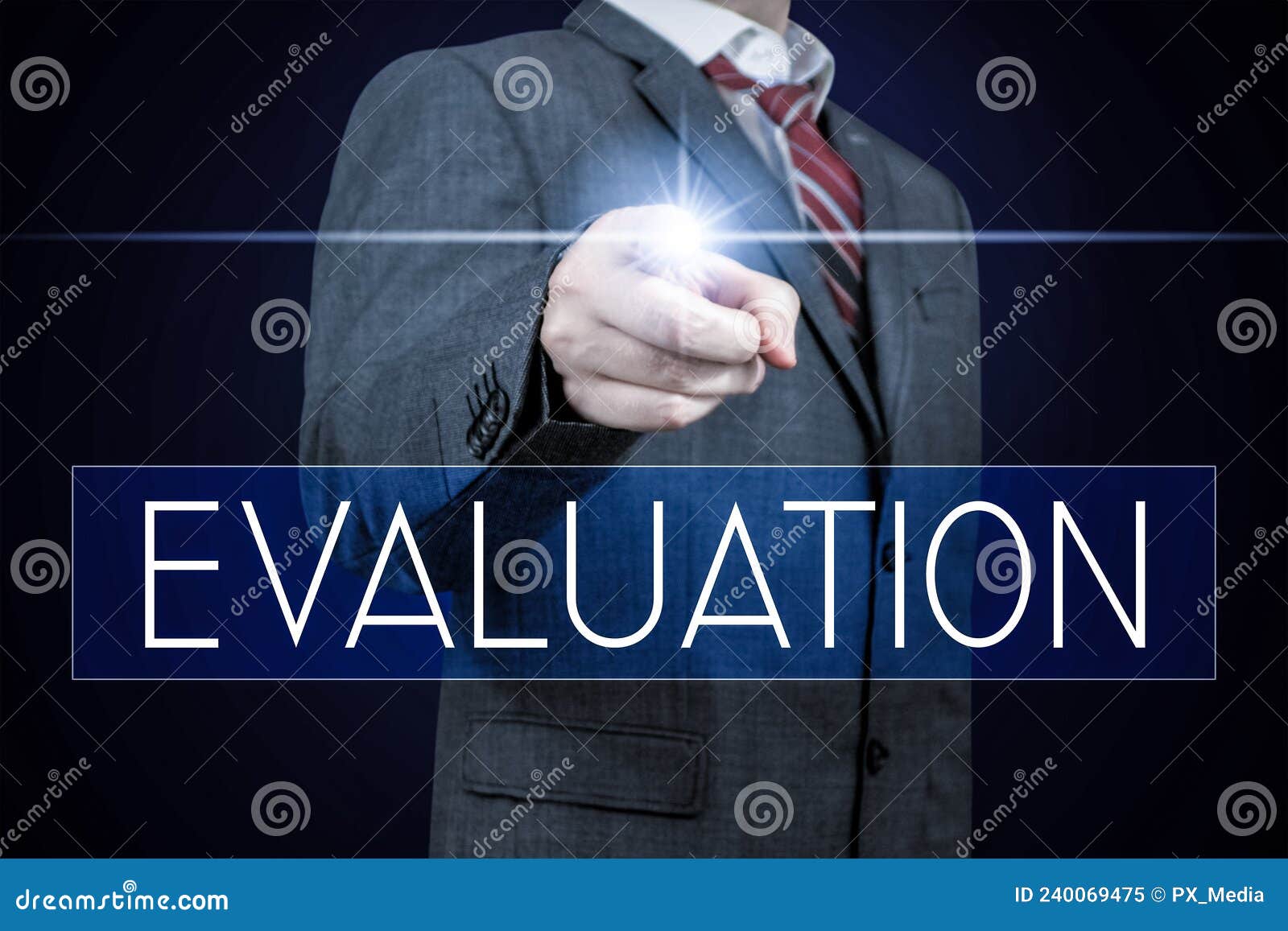 Evaluation - Lettering, Businessman Pointing Finger Stock Image - Image ...