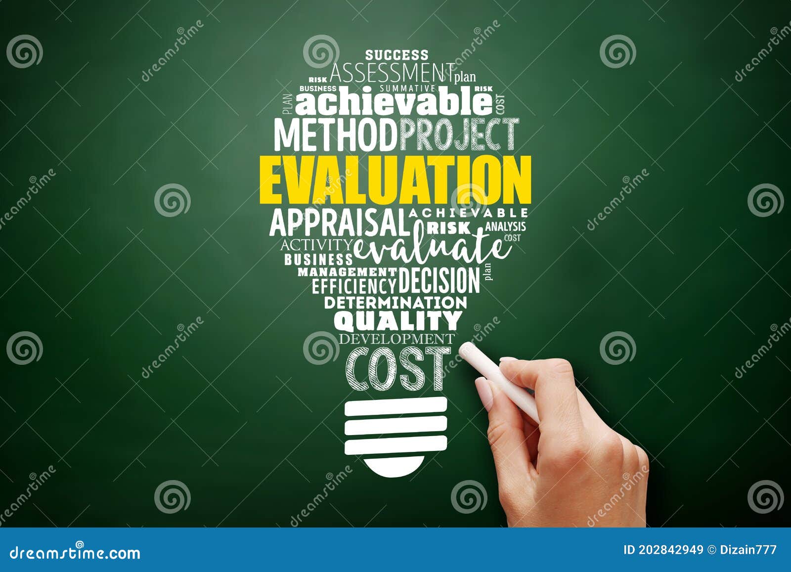 Evaluation Light Bulb Word Cloud Collage Stock Illustration ...