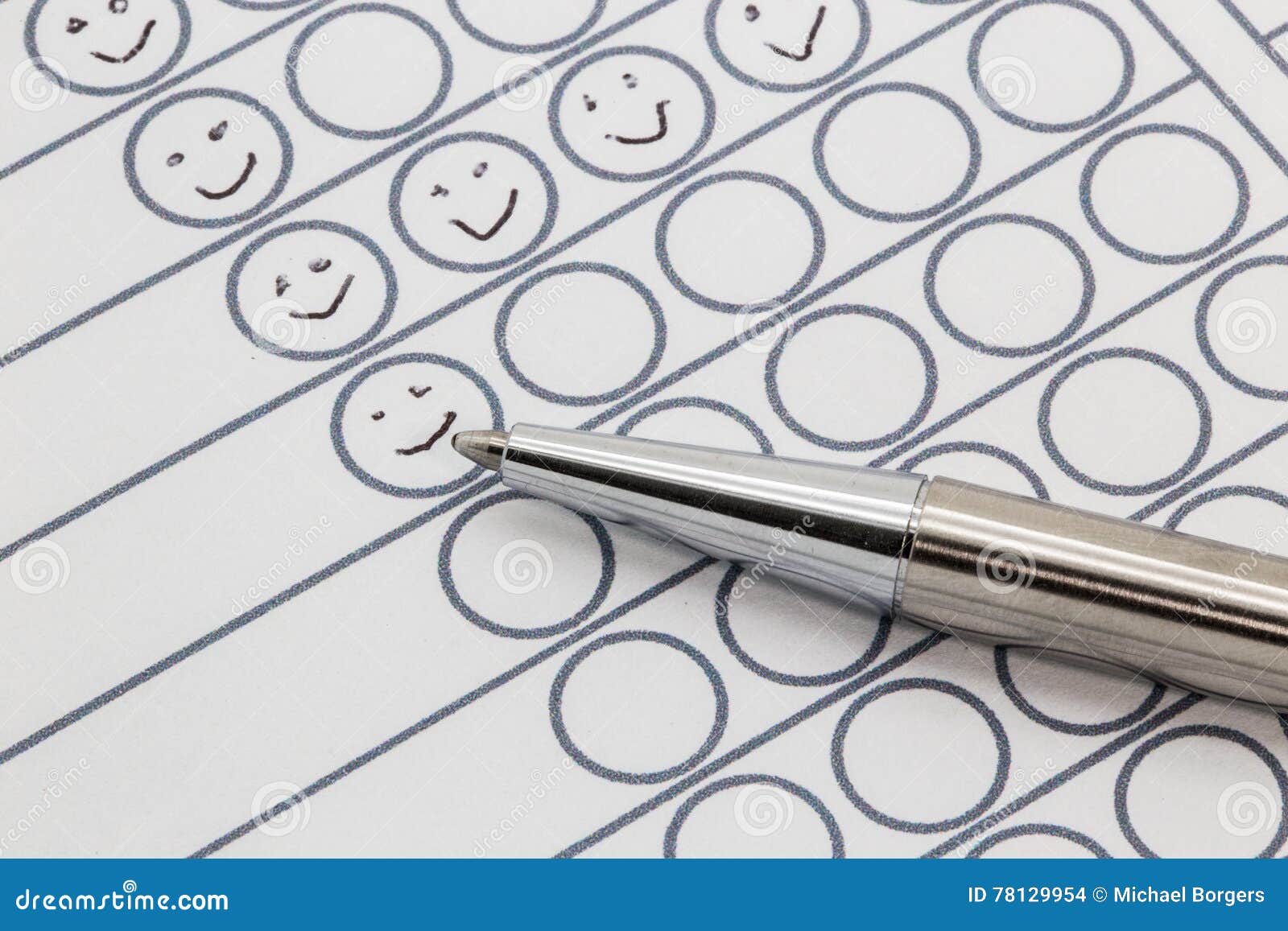 Evaluation Paper with Hand Drawn Smileys Stock Photo - Image of draw ...