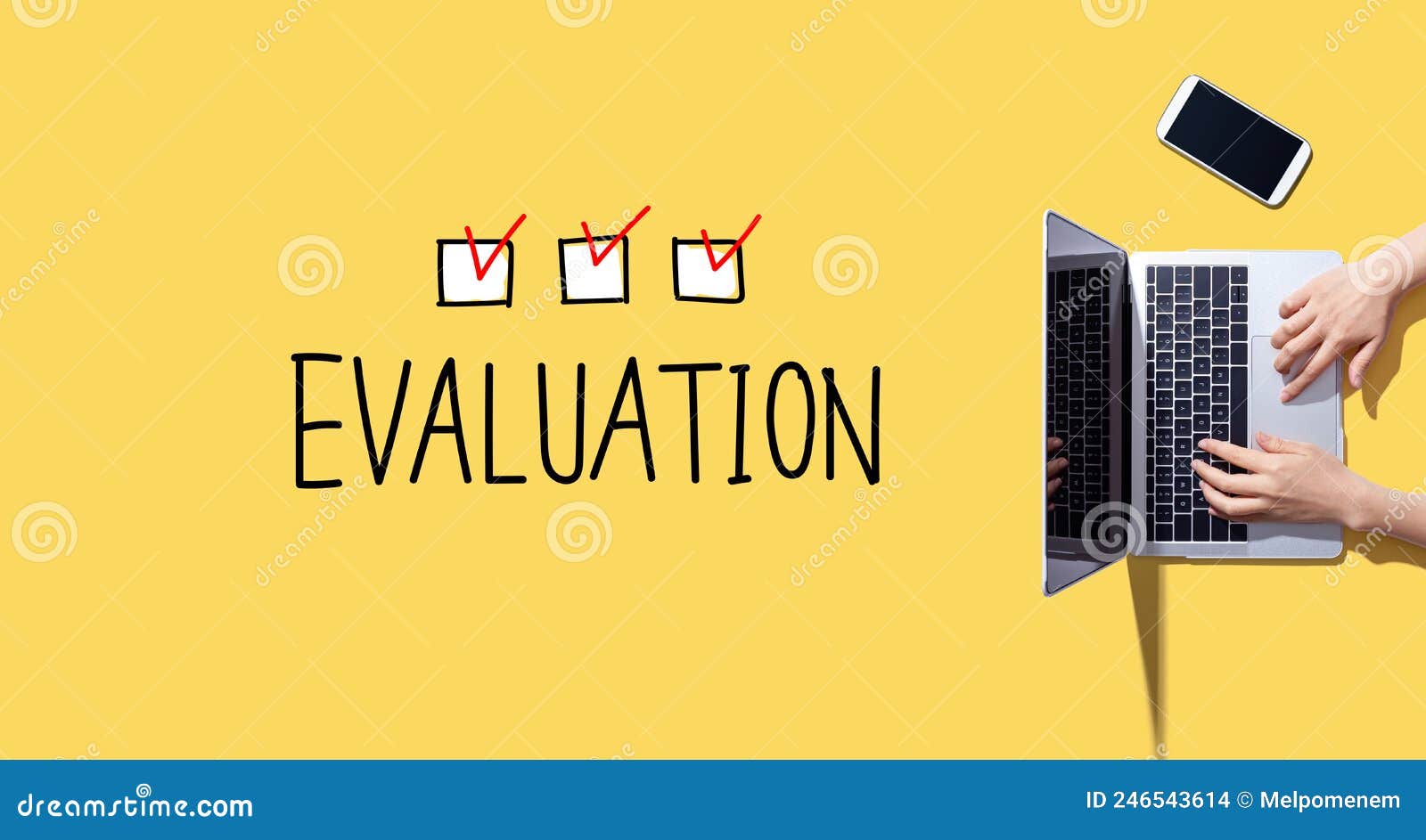 Evaluation with Person Working with Laptop Stock Photo - Image of ...
