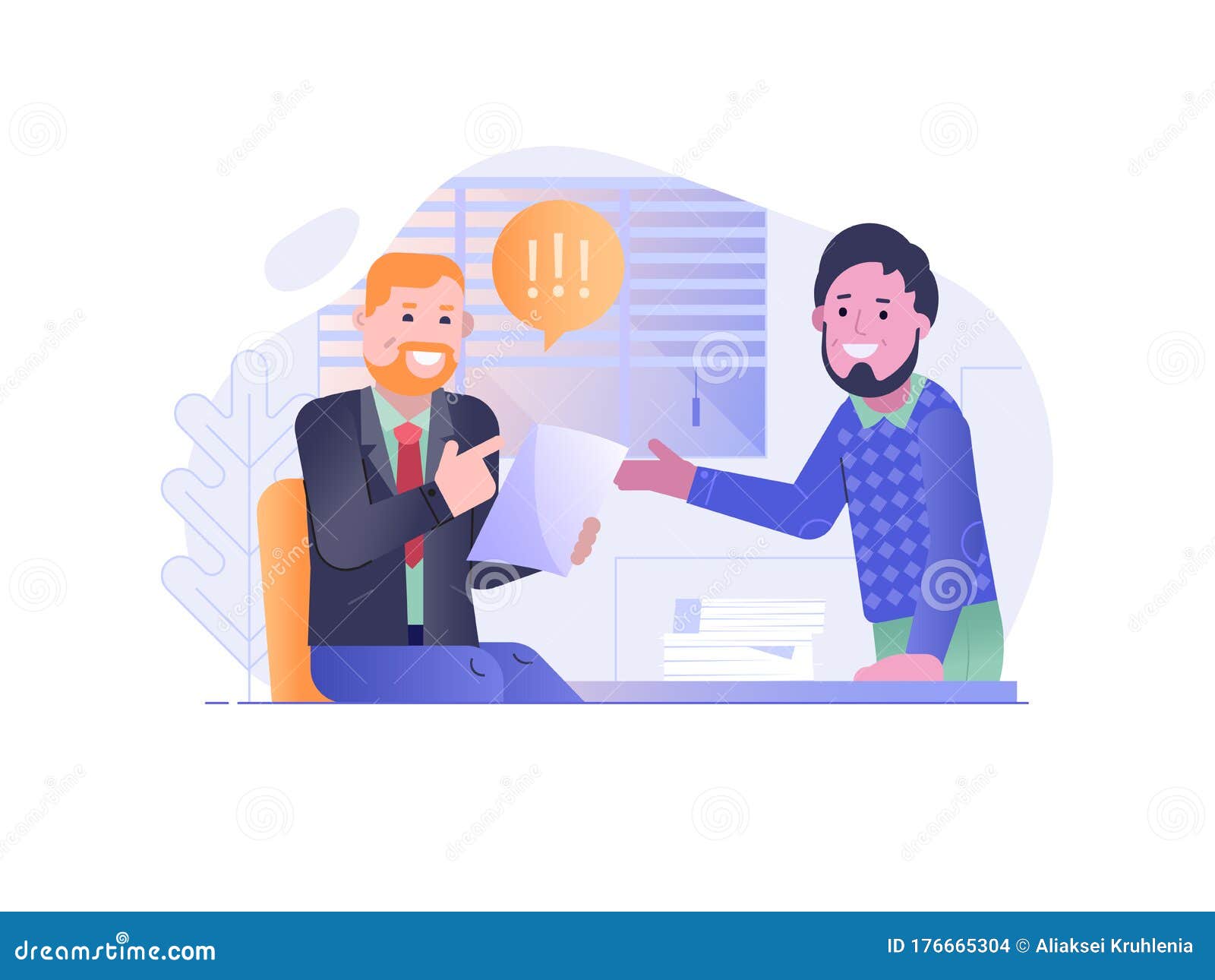 Evaluation Process Scene with Boss Checking Reports Stock Vector ...