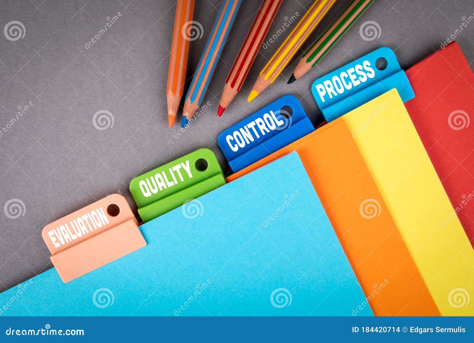 EVALUATION, QUALITY, CONTROL and PROCESS Concept. Folder Register of ...