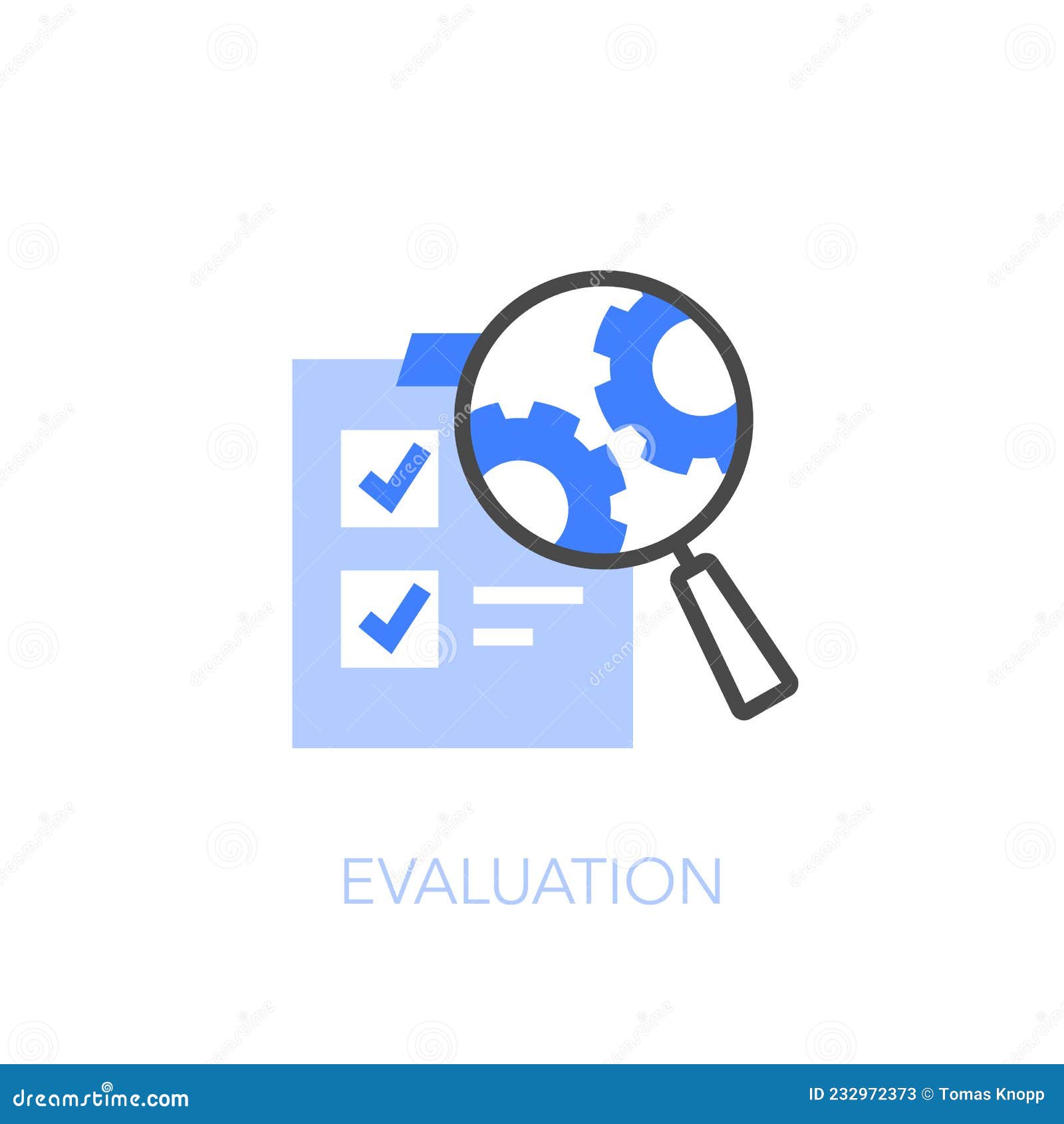 Evaluation Symbol with Questionnaire Form and Magnifier with Process ...