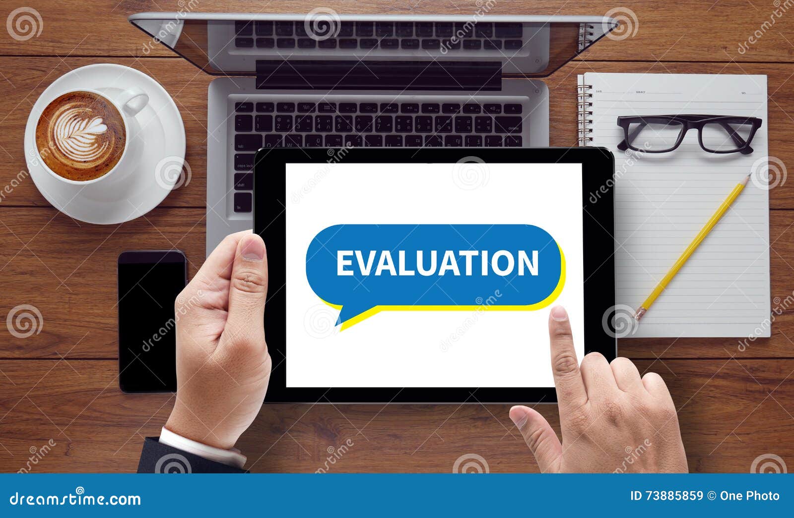 EVALUATION stock image. Image of consideration, measurement - 73885859