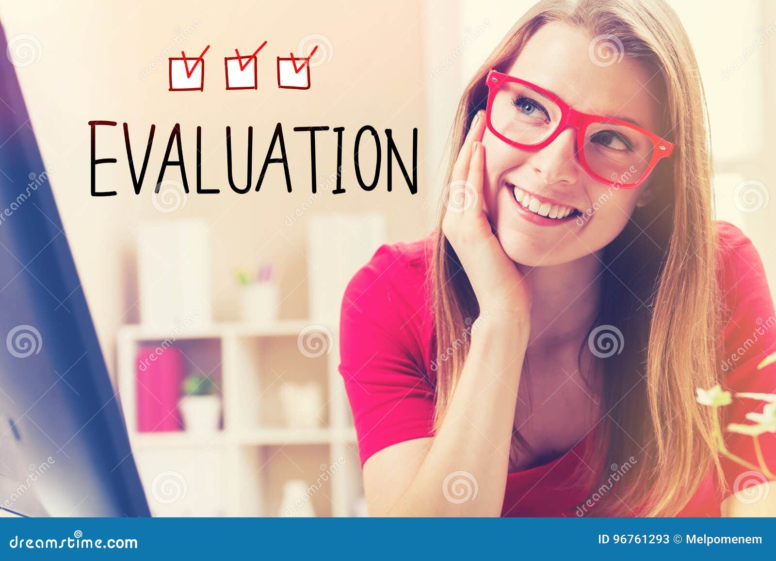 Evaluation Text with Young Woman Stock Image - Image of inspection ...