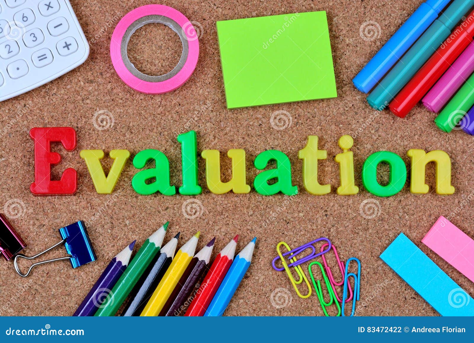 Evaluation word on cork stock photo. Image of cork, object - 83472422