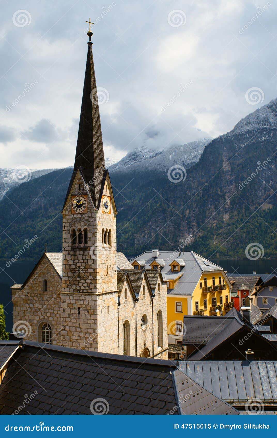 Evangelical Church of Hallstatt Stock Image - Image of hallstatt ...
