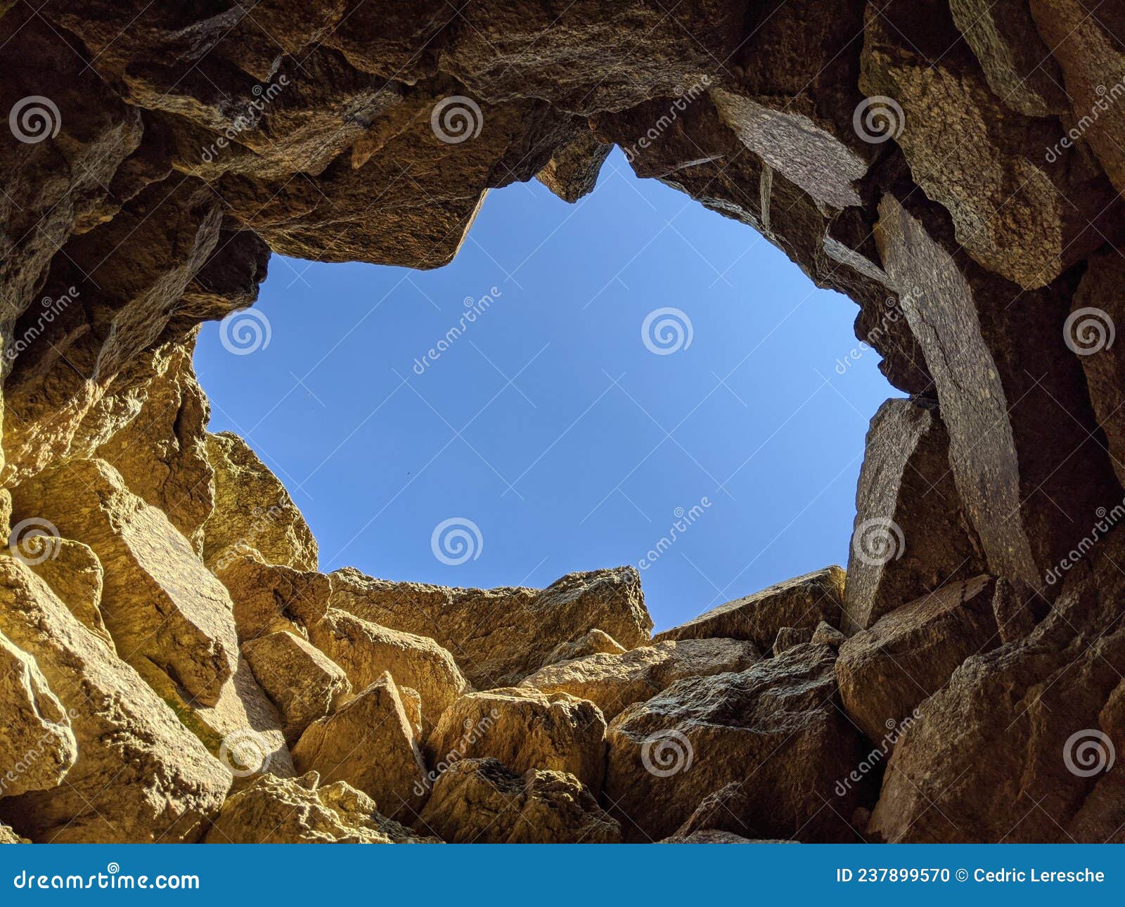 Even at the Bottom of the Hole the Blue Sky is Present Stock Photo ...