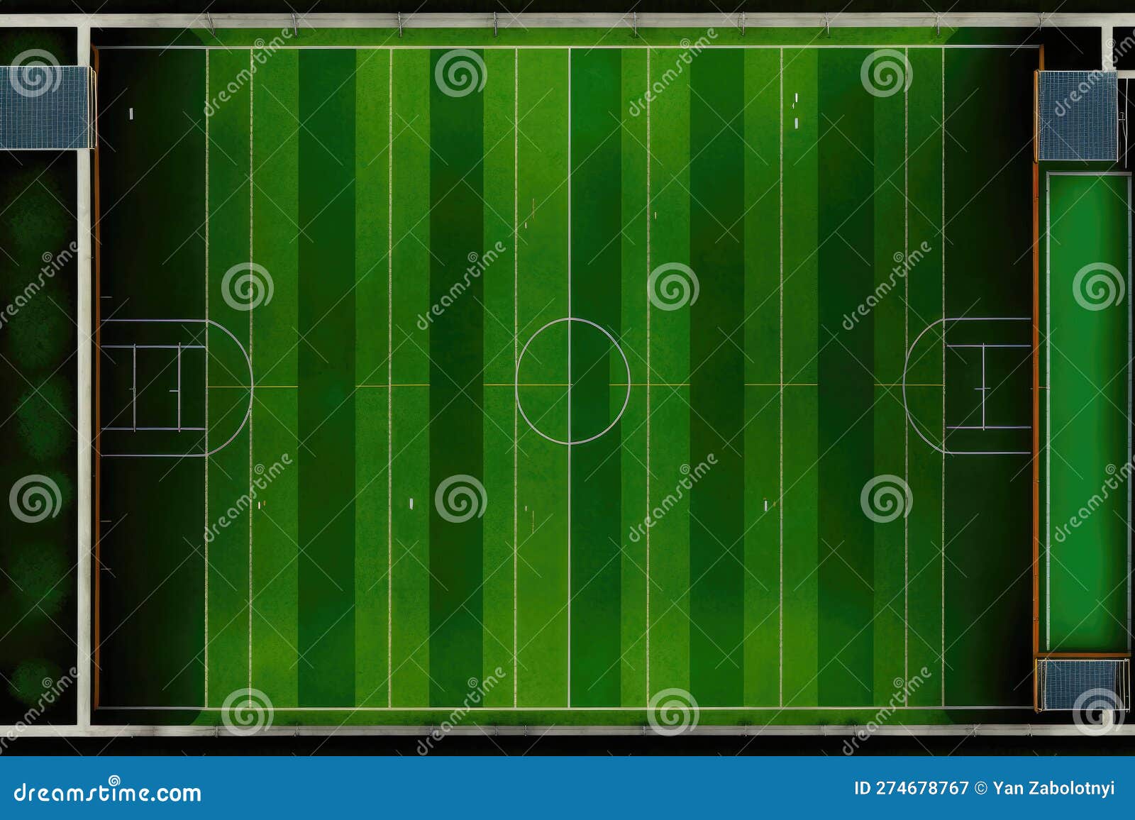 Even Stripes, Quiet Sidelines, Unoccupied Goals Top View Realistic ...