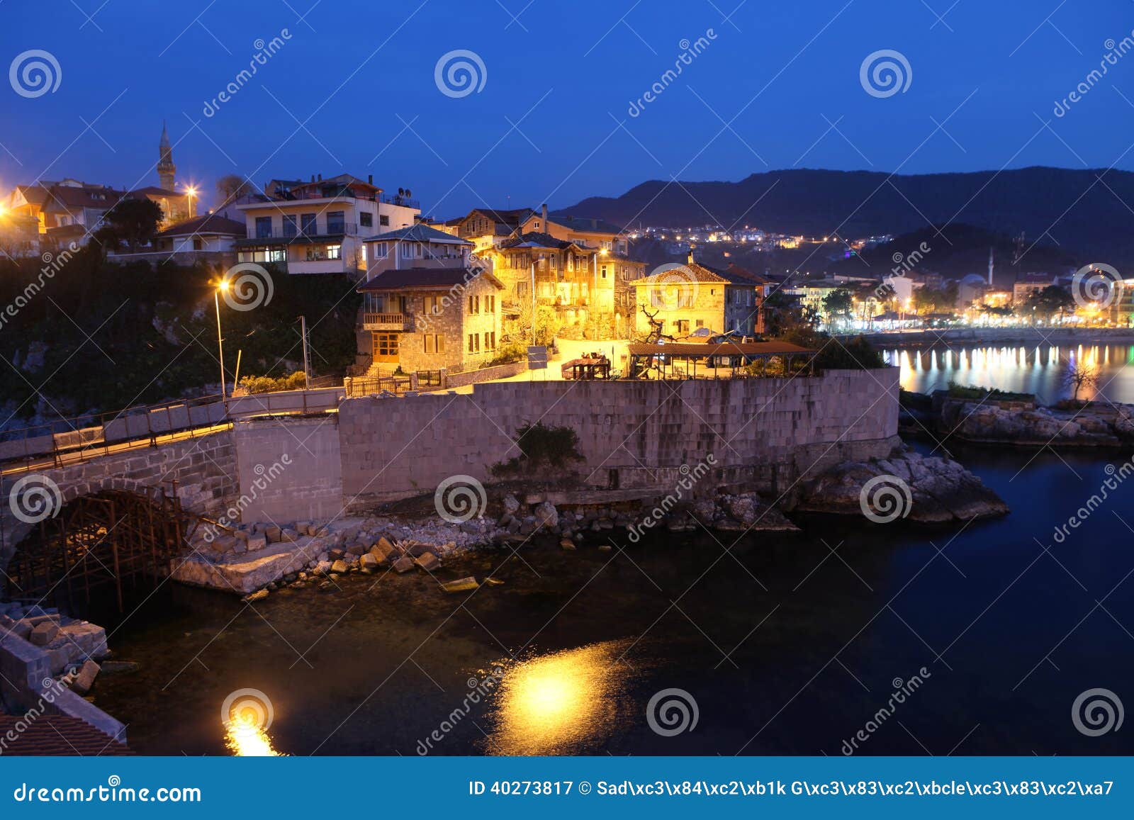 Evening in Amasra, Turkey stock image. Image of reflection - 40273817