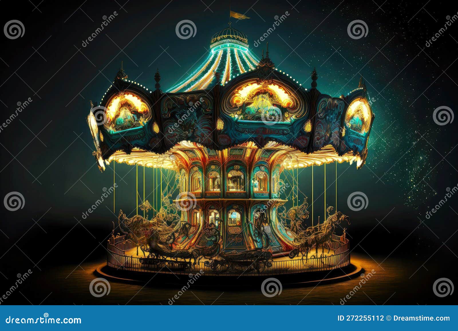 Spinning Carousel. Entertainment Vector Drawing | CartoonDealer.com ...
