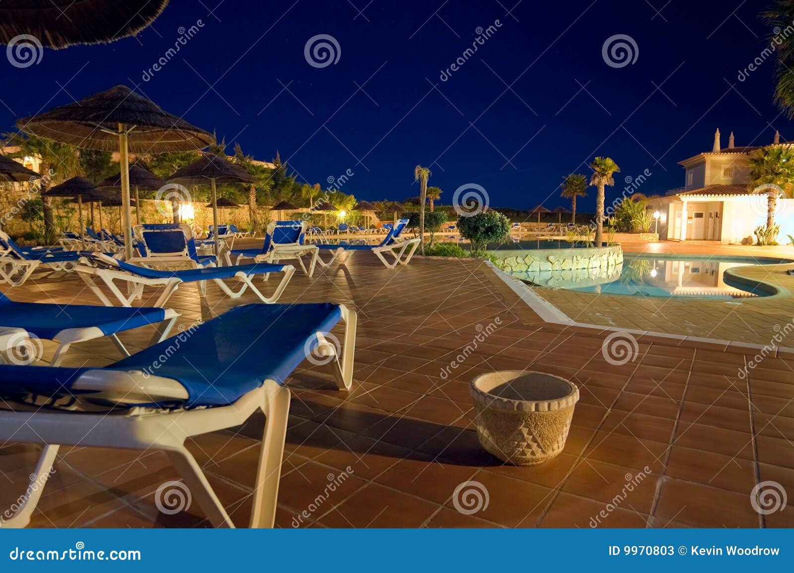 Evening Around Resort Pool stock image. Image of side - 9970803