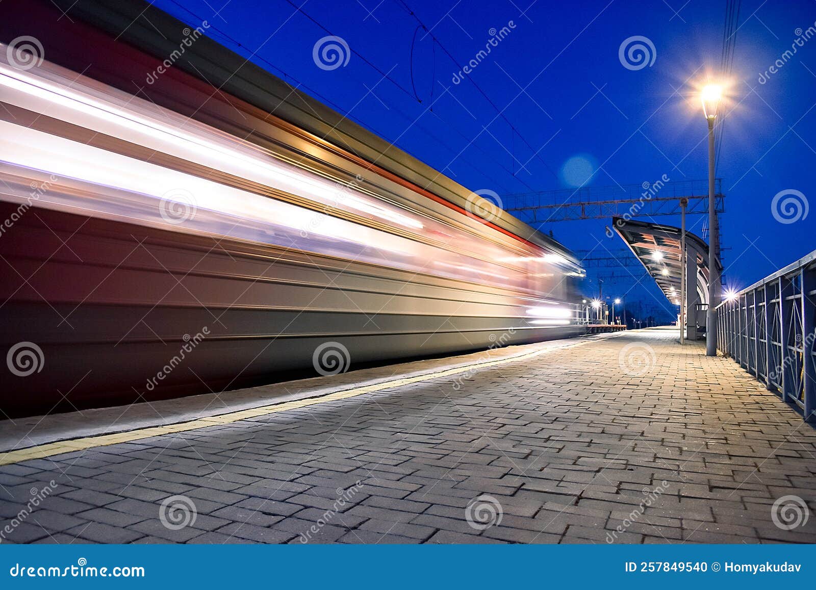Evening Arrival of the Train on an Empty Platform Stock Photo - Image ...