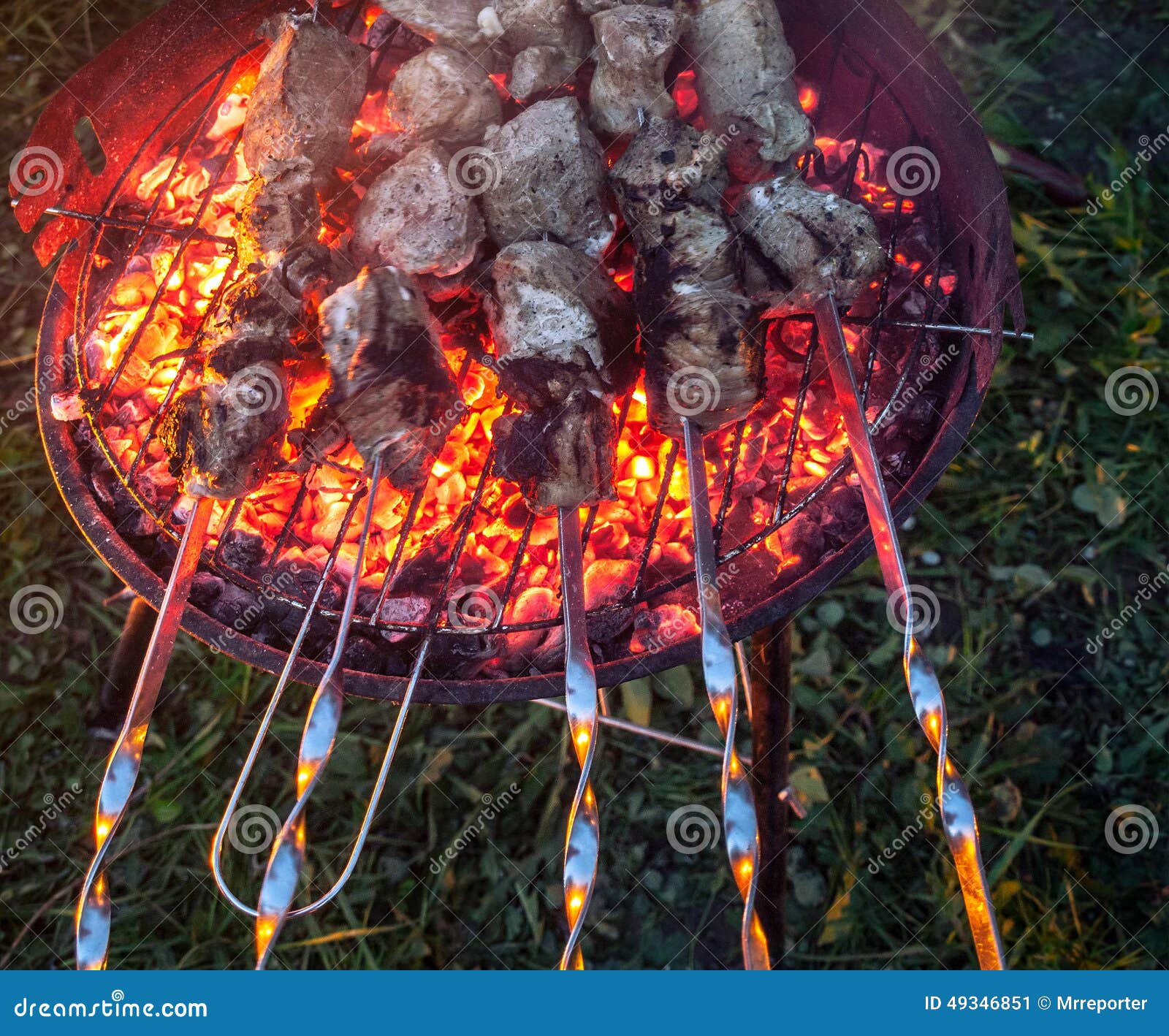 Evening barbecue stock image. Image of nutrition, charcoals - 49346851