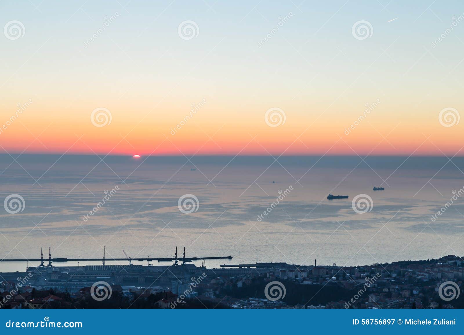 Evening in the Bay of Trieste Stock Image - Image of italy, road: 58756897
