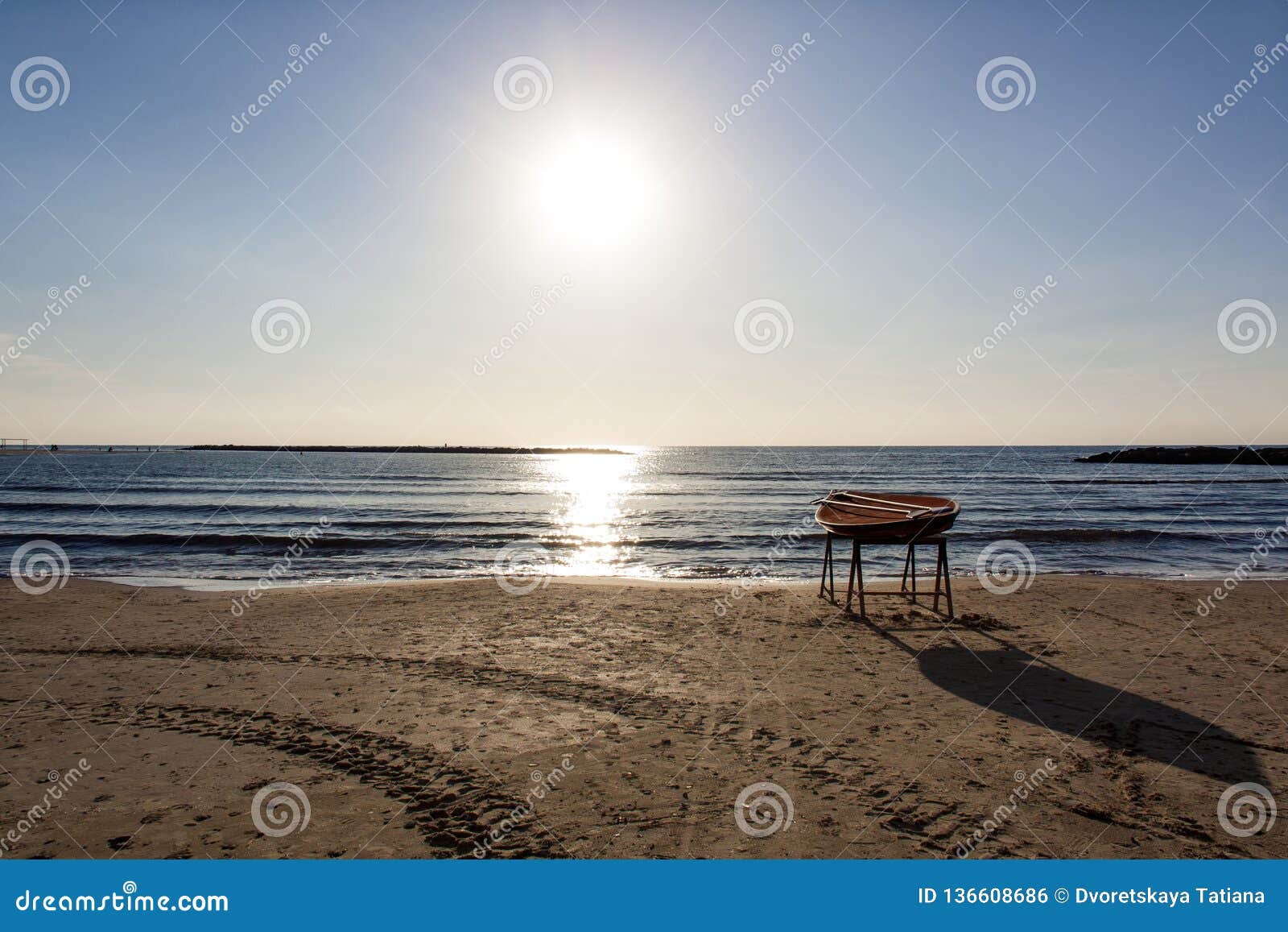 Evening Beach at Sunset in a Contoured Light Stock Photo - Image of ...