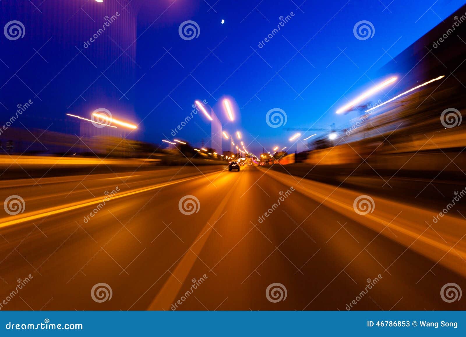 In the Evening, the Car Driving on the Highway Stock Image - Image of ...