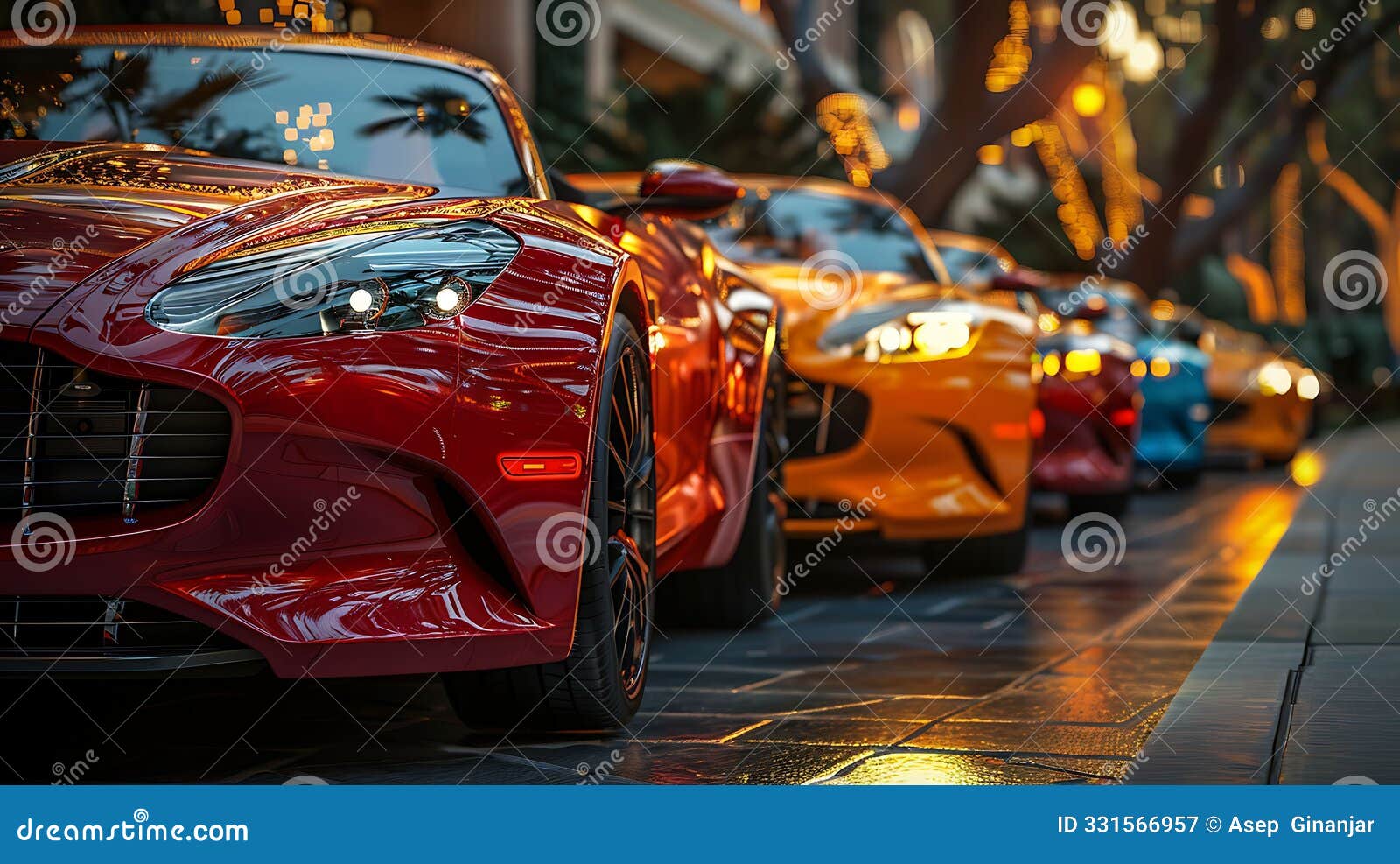 Evening Car Line-Up stock illustration. Illustration of crowded - 331566957