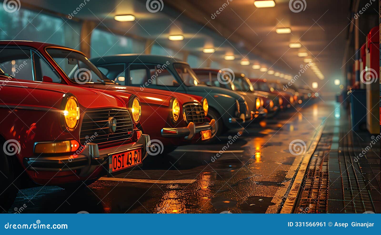Evening Car Line-Up stock illustration. Illustration of busy - 331566961