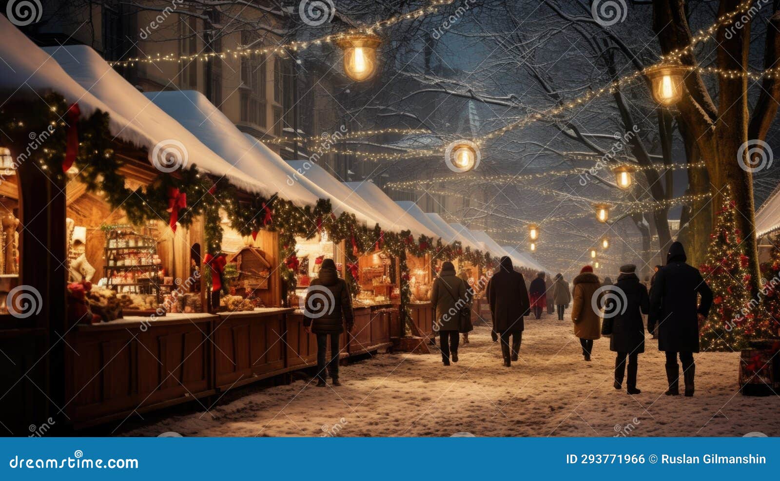 Evening Christmas Market at Old Town Hall Square Stock Photo - Image of ...