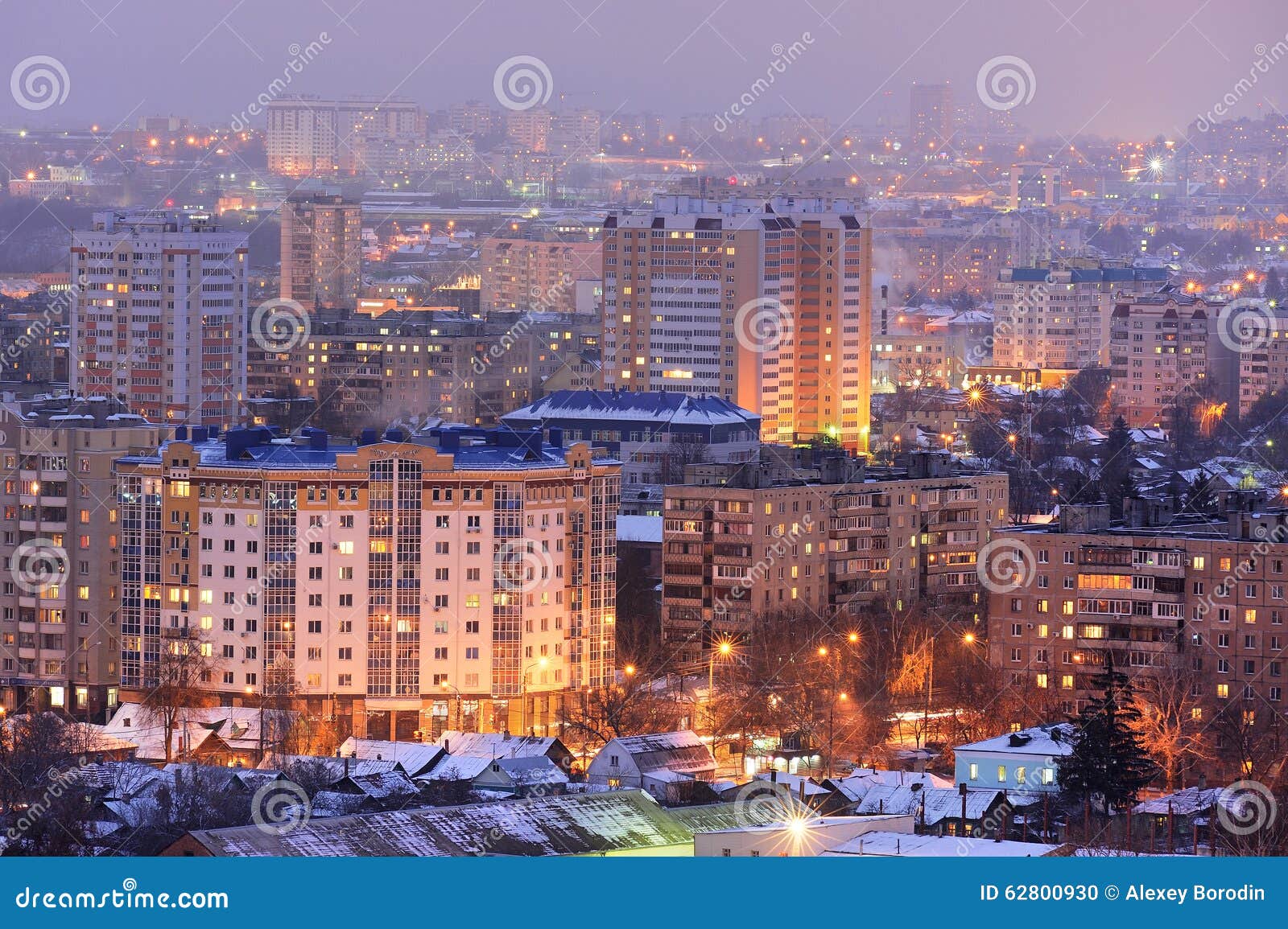 Evening City Lights Panoramic View, Orel, Russia Stock Photo - Image of ...