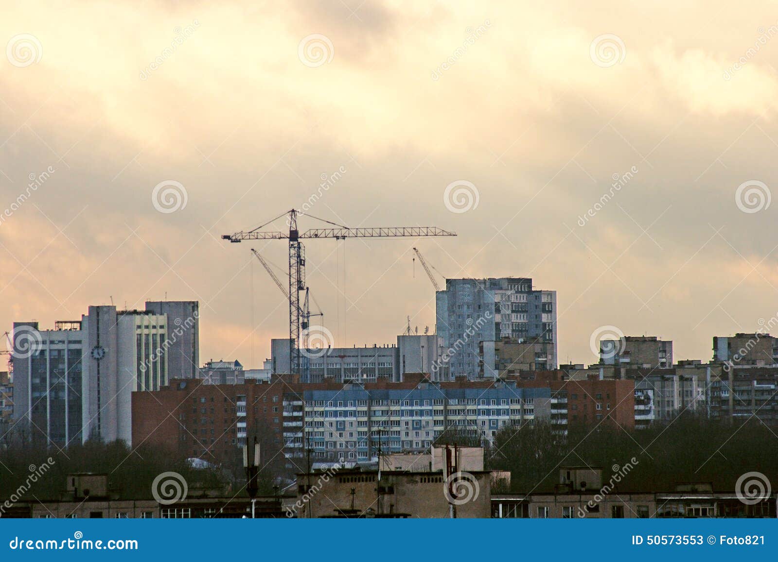 Evening city stock image. Image of aerial, twilight, horizon - 50573553