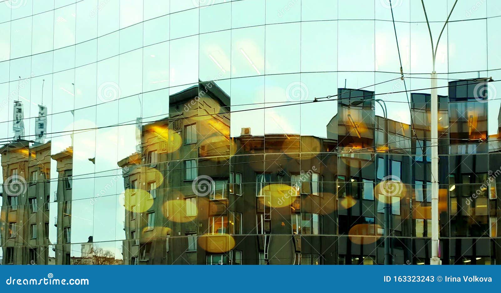 Evening City Street on Front Modern Facade Buildings Light Reflection ... Evening City Street on Front Modern Facade Buildings Light Reflection ...