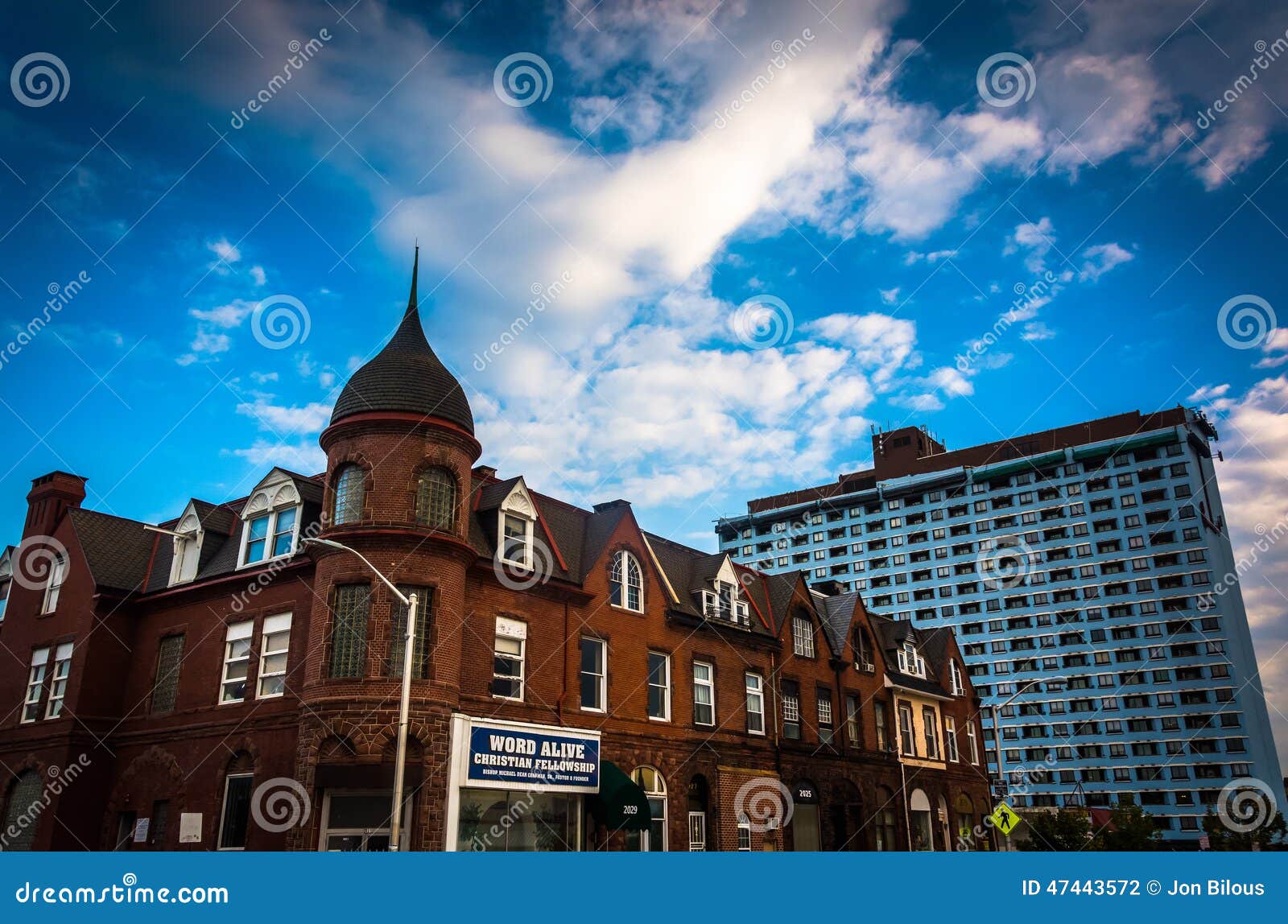 Evening Clouds Over Buildings in Baltimore, Maryland. Editorial ...