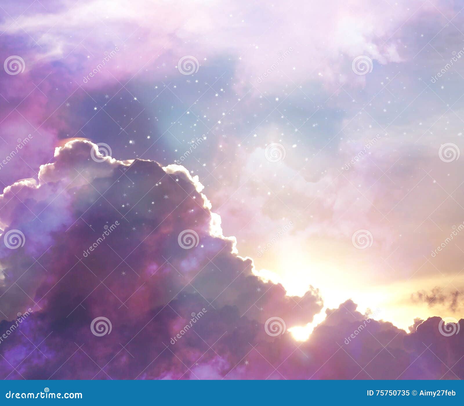 Evening Colorful Sky with Shining Stars. Stock Image - Image of ...