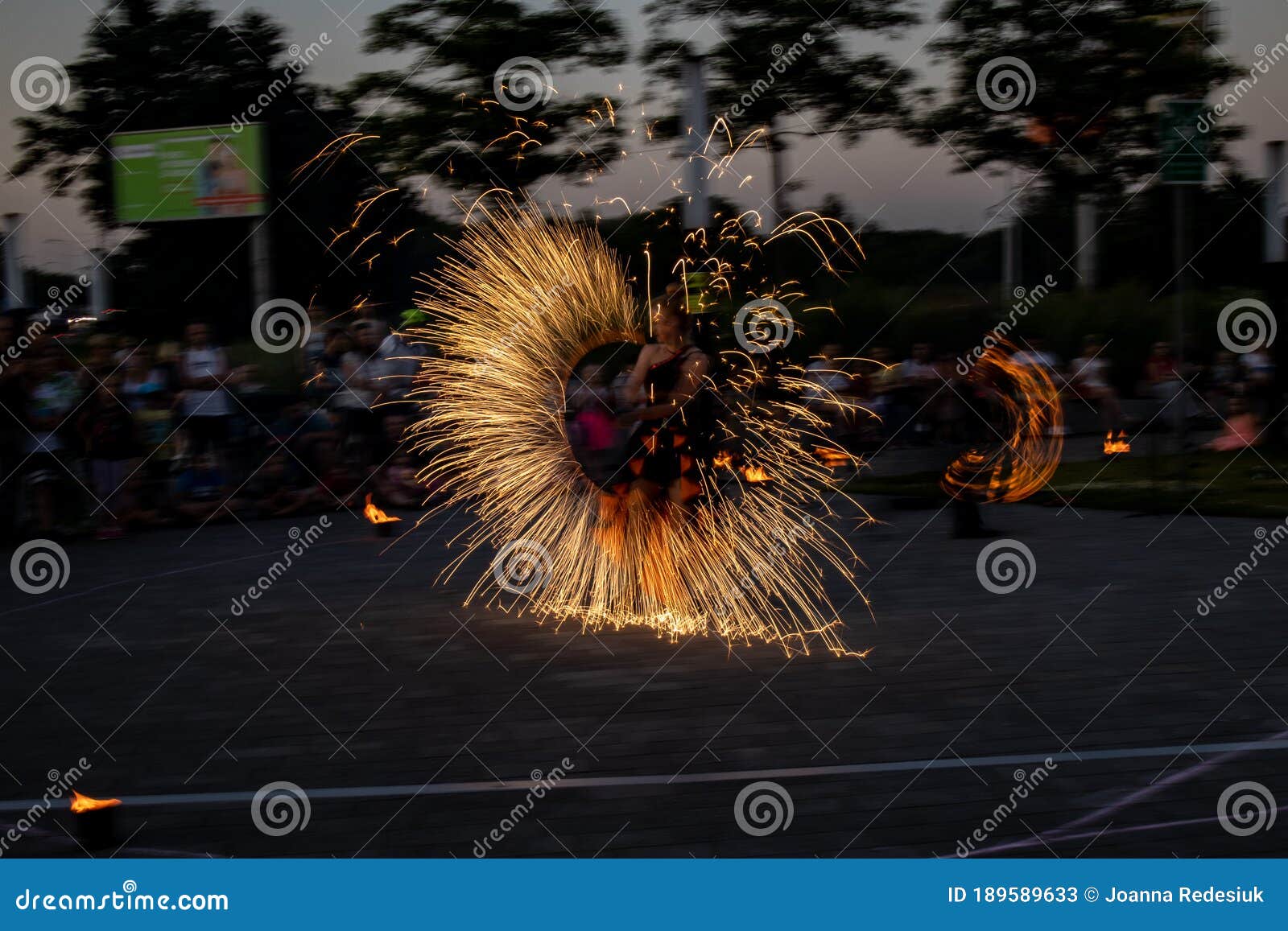 Evening Dance Show with Fire Stock Image - Image of danger, music ...