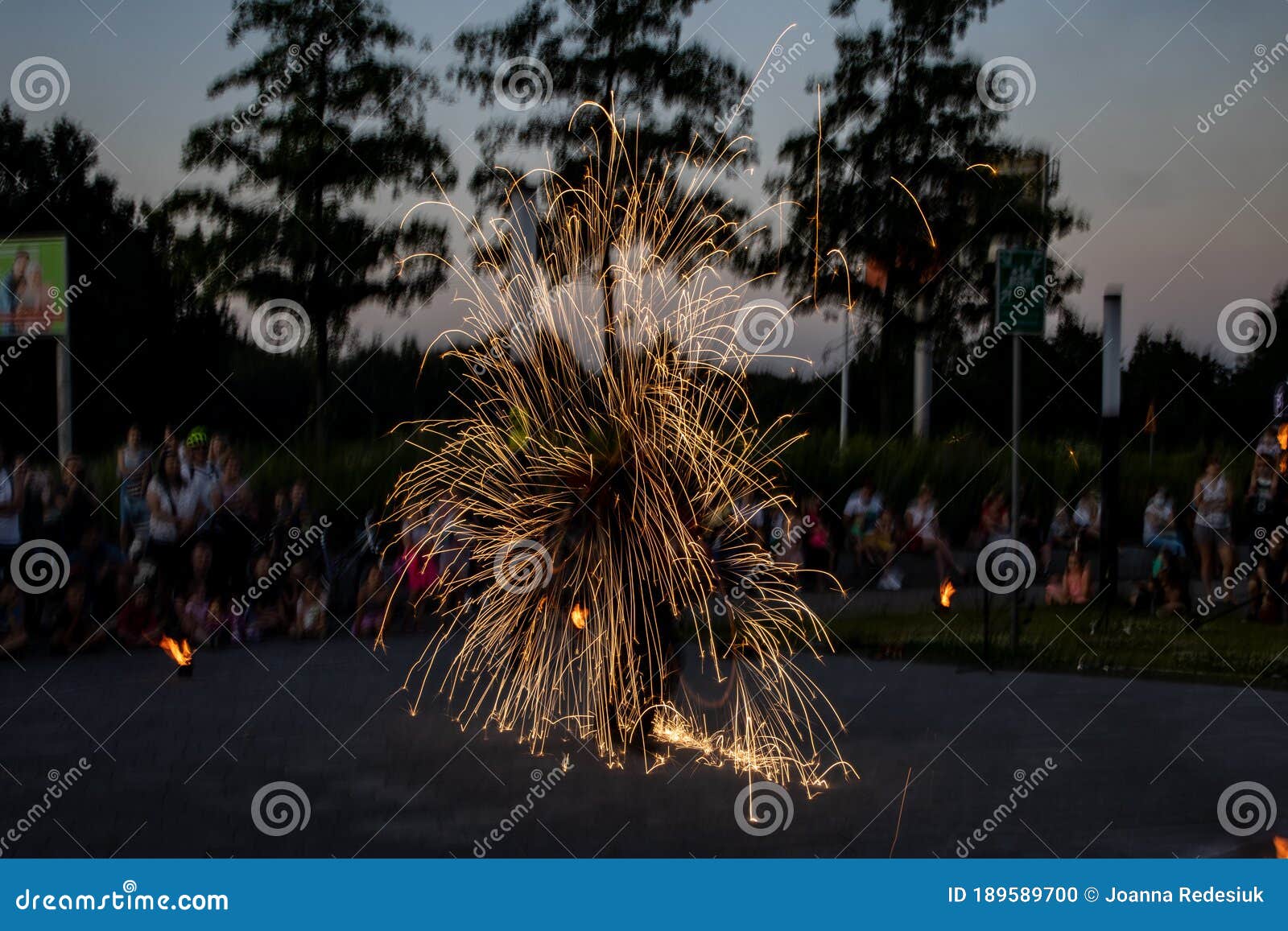 Evening Dance Show with Fire Stock Photo - Image of music, beautiful ...