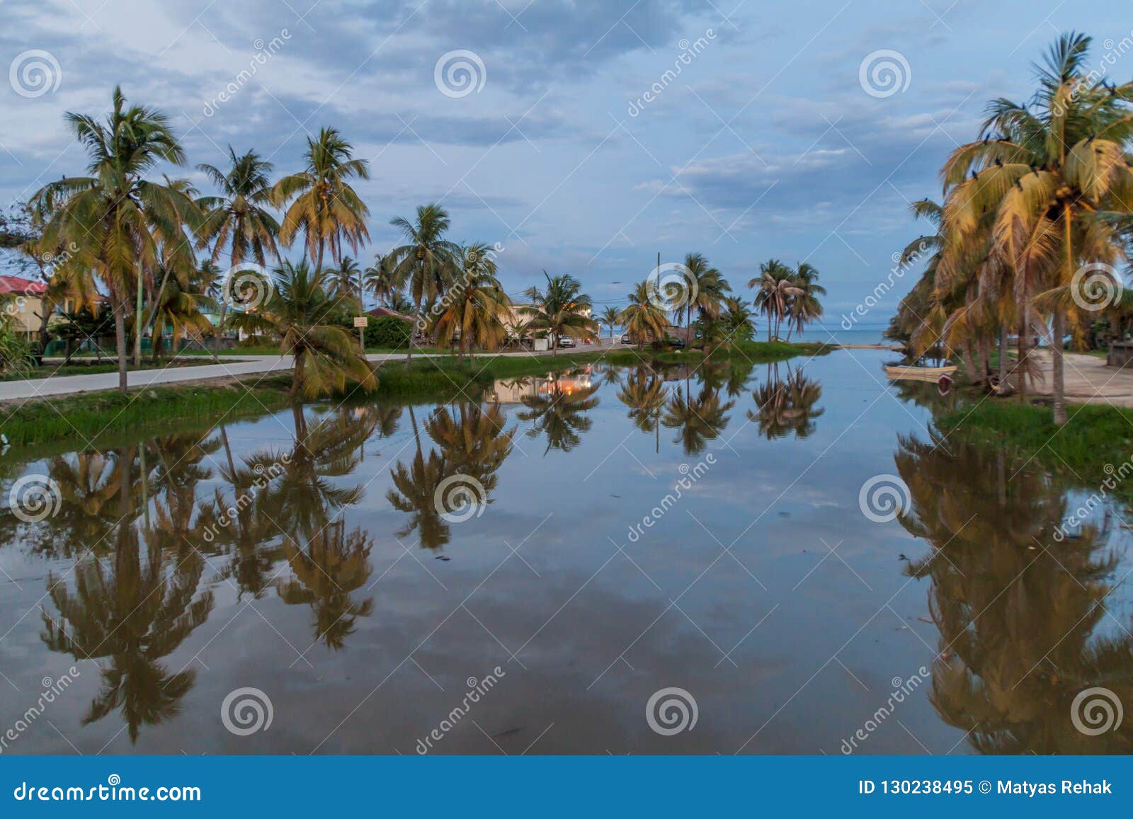 Evening at Dangriga River in Dangriga Town, Beli Stock Image - Image of ...