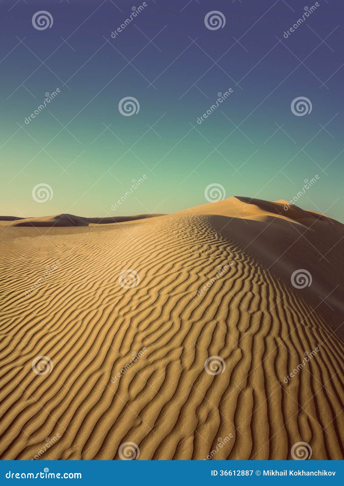 Evening Desert - Vintage Retro Style Stock Image - Image of arid ...