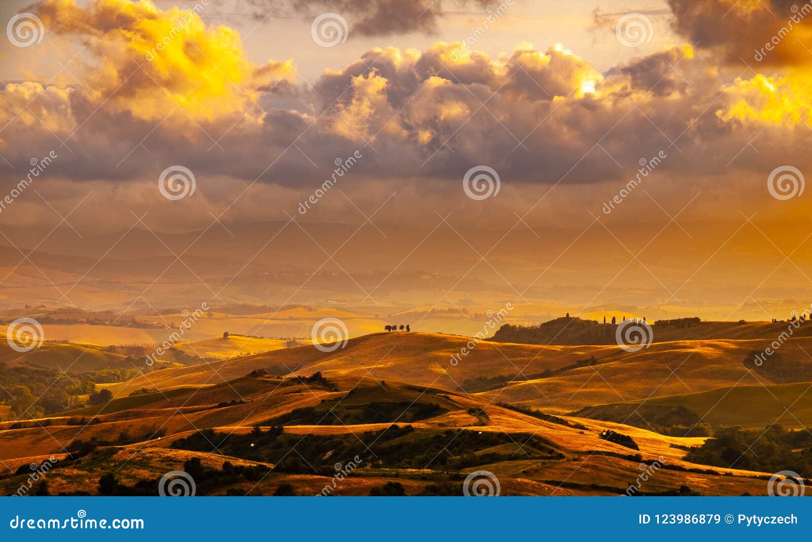 Evening with Dramatic Cloudscape in Tuscany, Italy Stock Image - Image ...