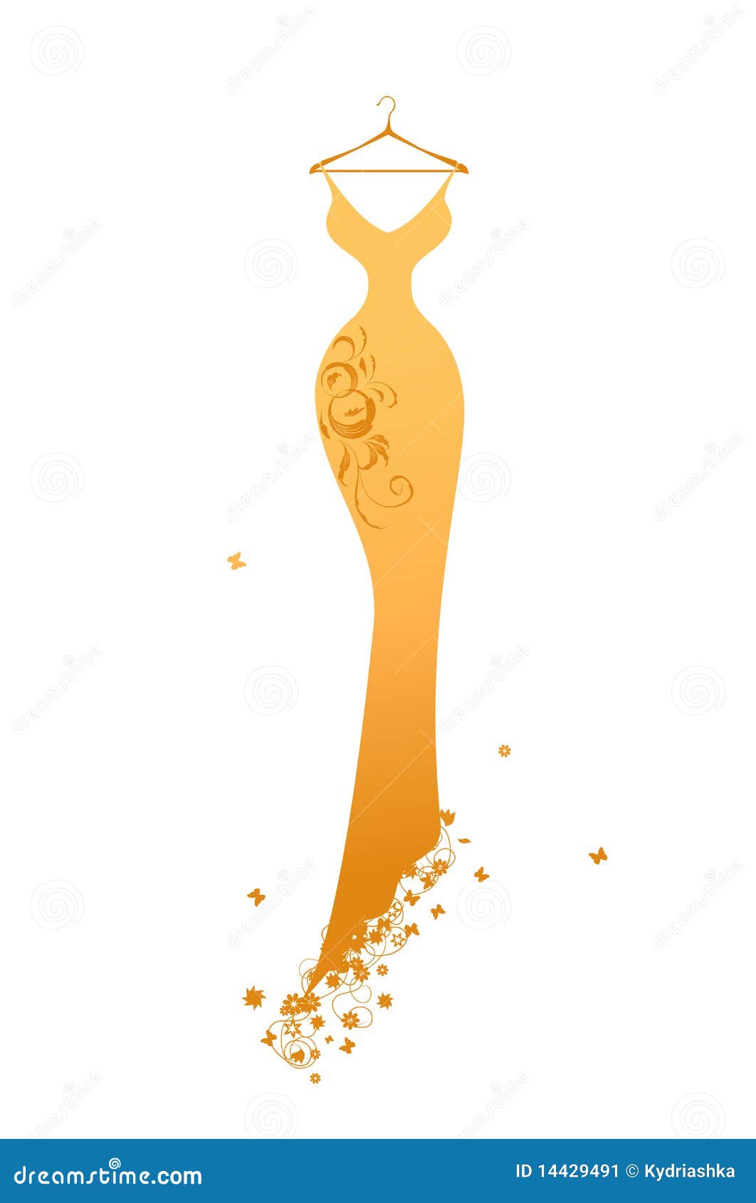 Evening Dress Golden on Hangers Stock Vector - Illustration of evening ...