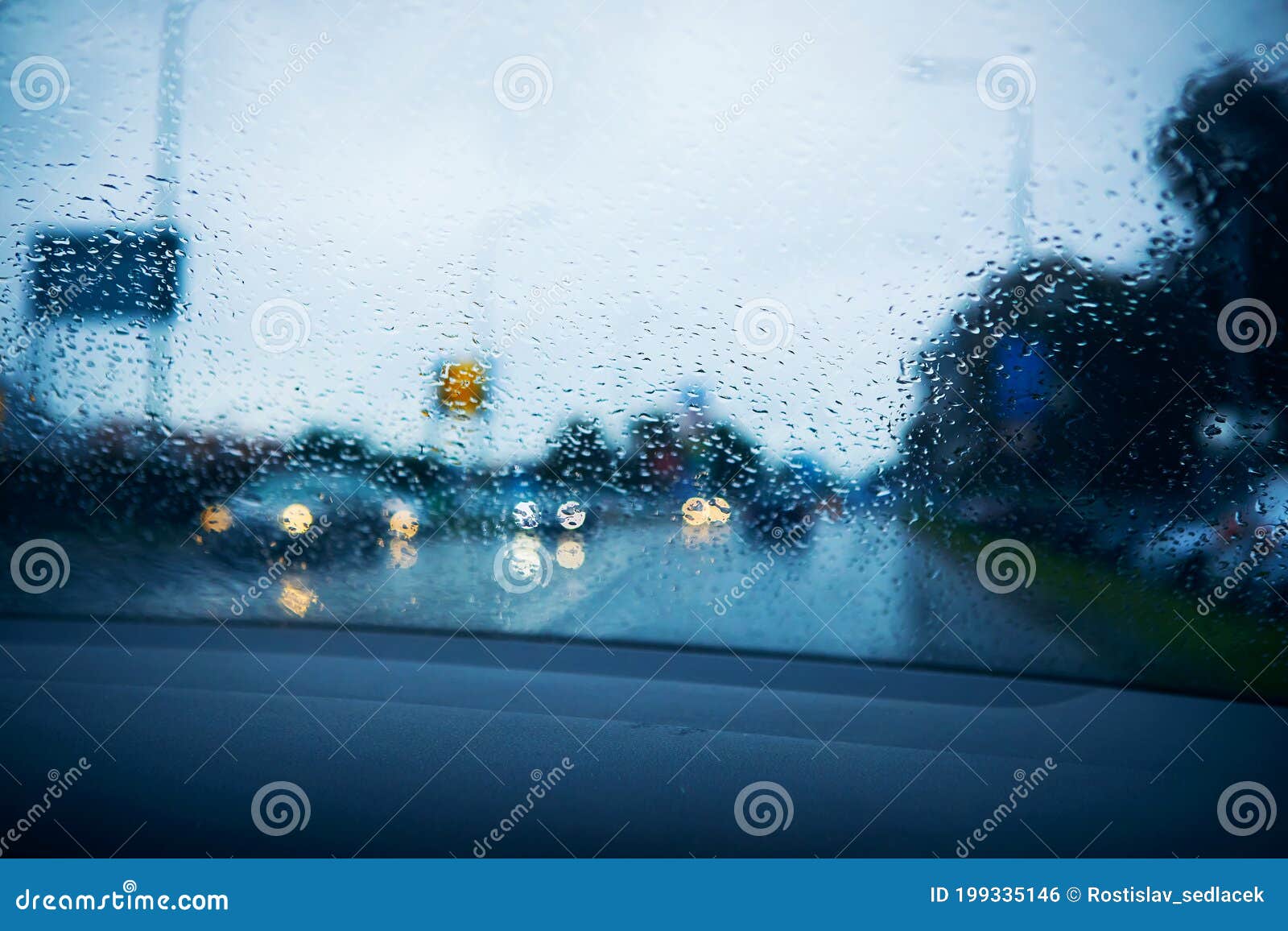 Evening Drizzle on the Windshield Stock Photo - Image of transport ...
