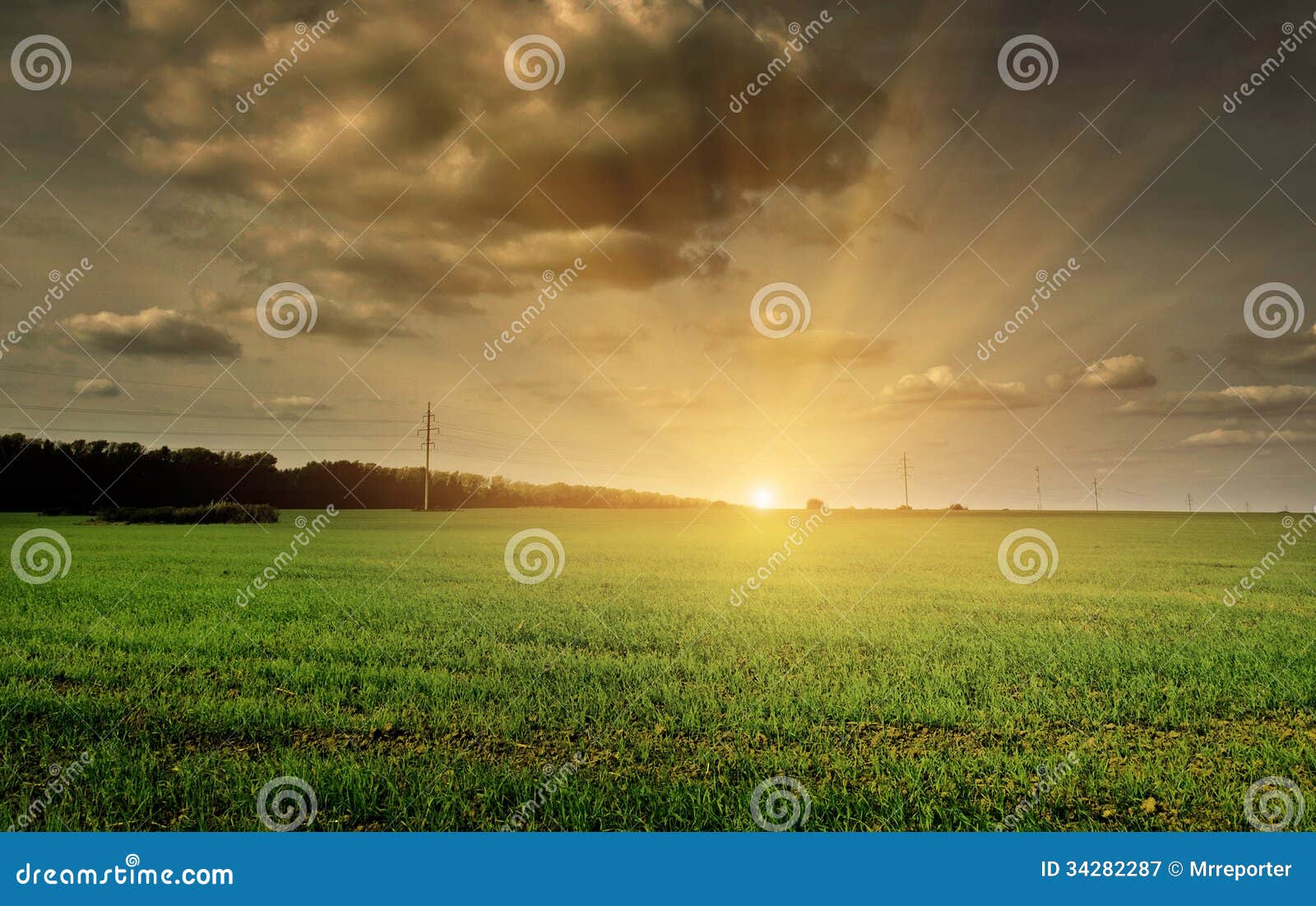 Evening field stock image. Image of cloudy, skyline, scenic - 34282287