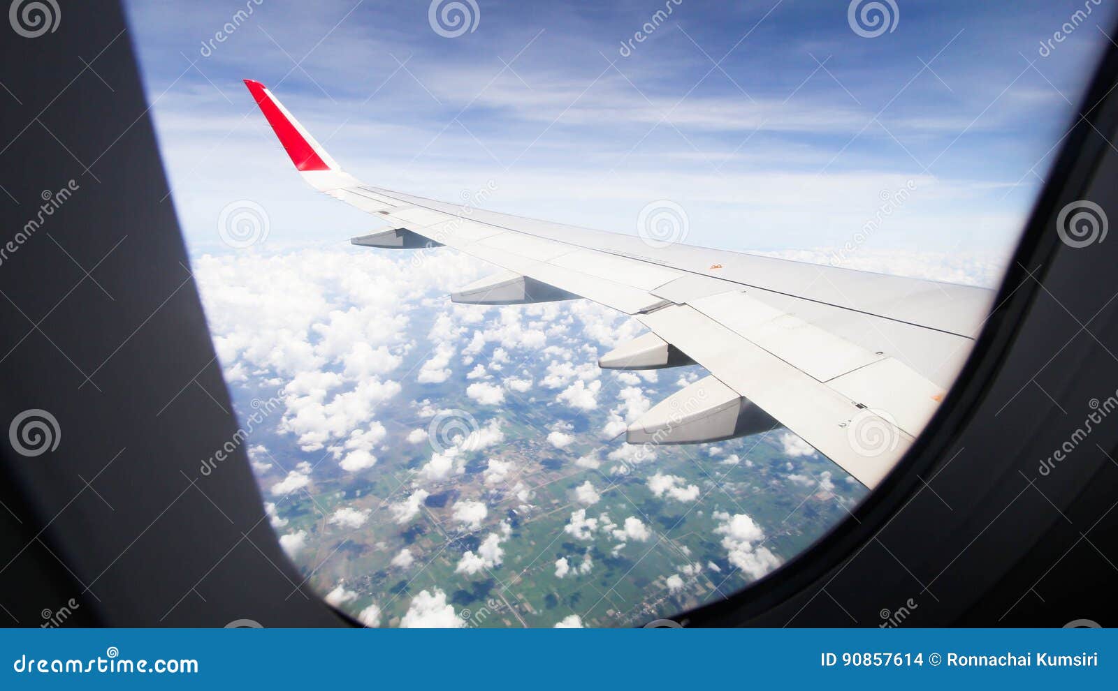 Evening Flight on Cloud and Blue Sky, Amazing View from the Wind Stock ...