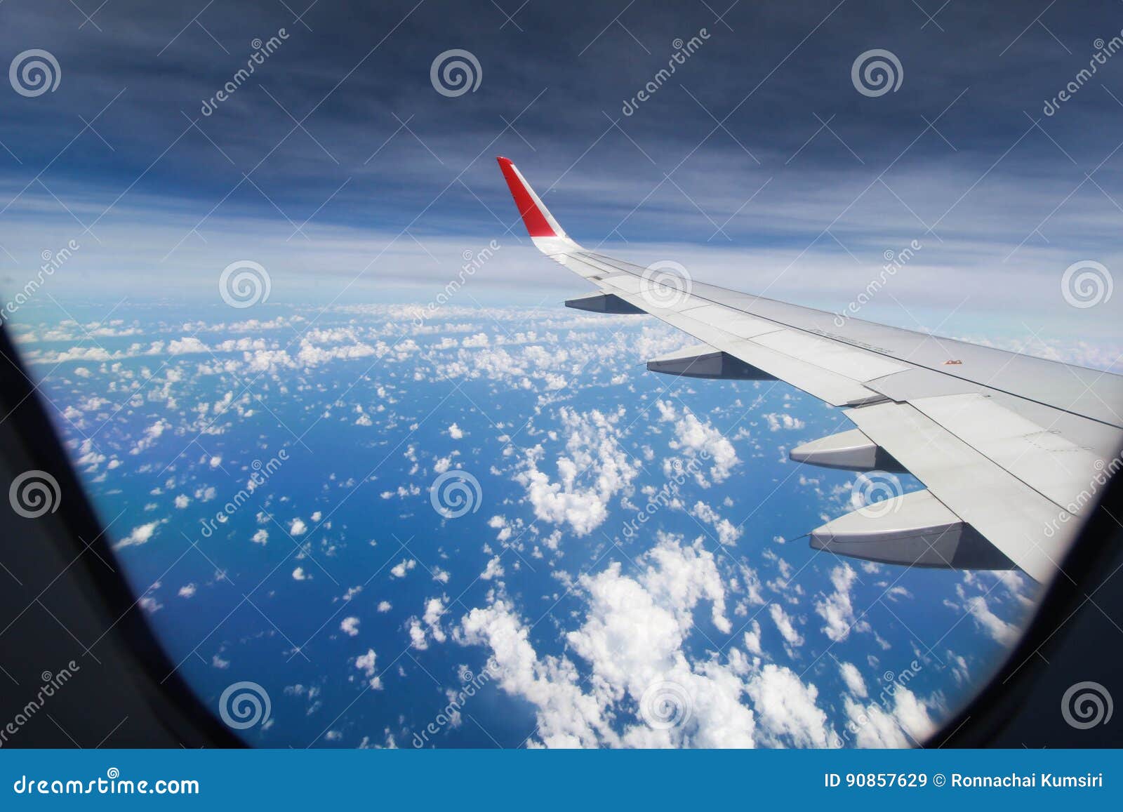 Evening Flight on Cloud and Blue Sky, Amazing View from the Wind Stock ...