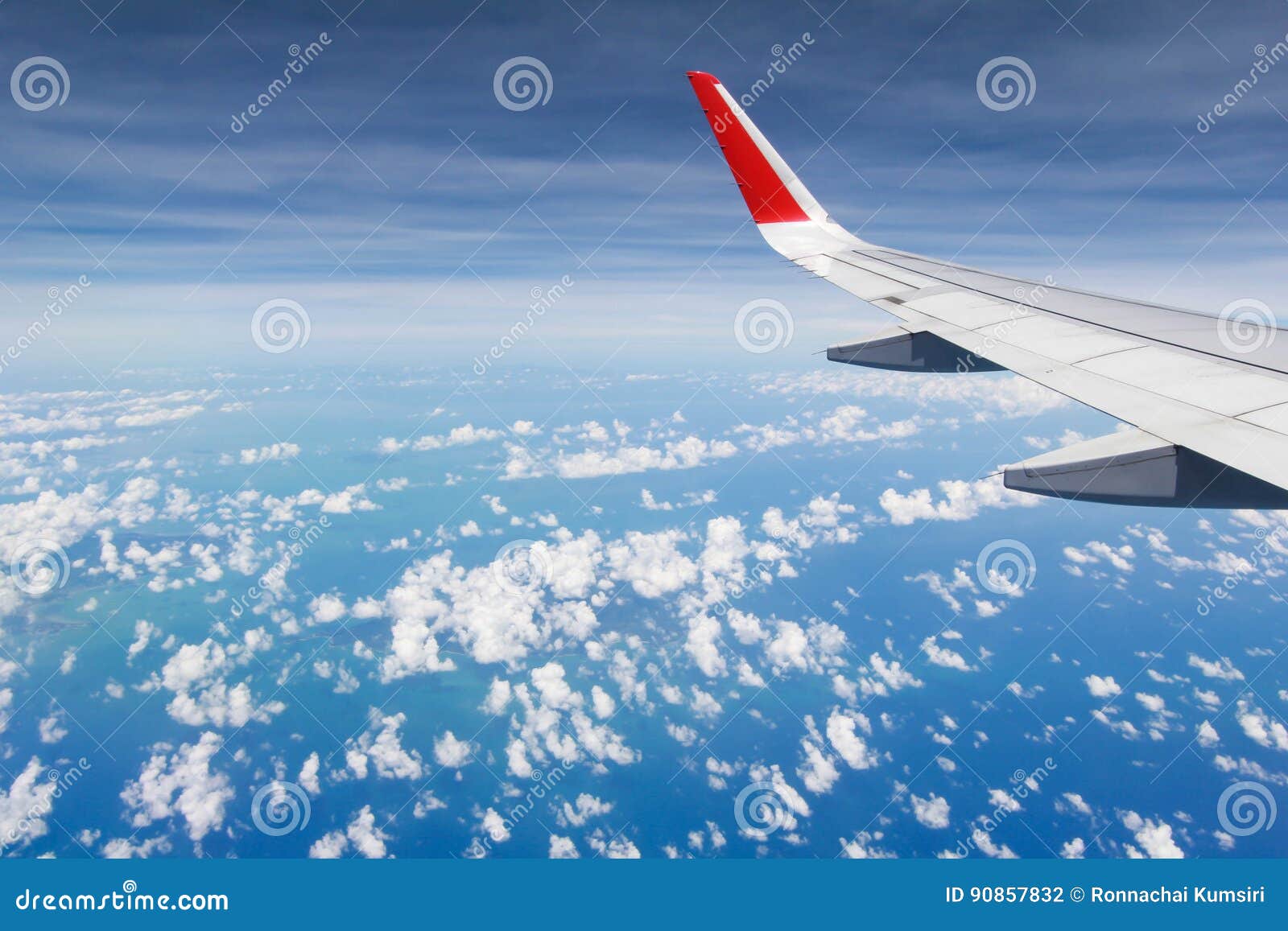 Evening Flight on Cloud and Blue Sky, Amazing View from the Wind Stock ...