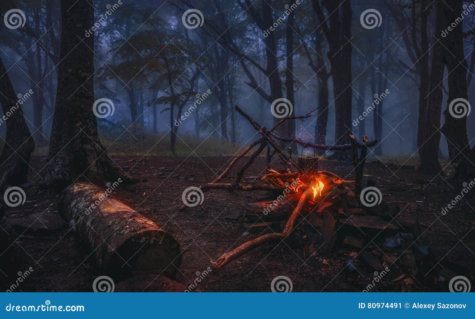 Evening Gatherings Around the Campfire Stock Image - Image of bonfire ...