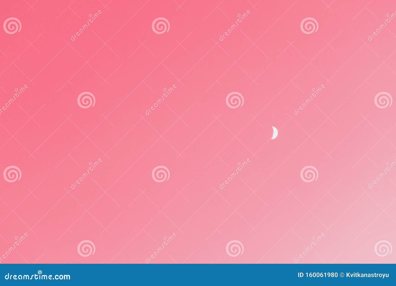 Evening Gradient Pink Sky with Crescent Moon, Copy Space Stock Photo ...