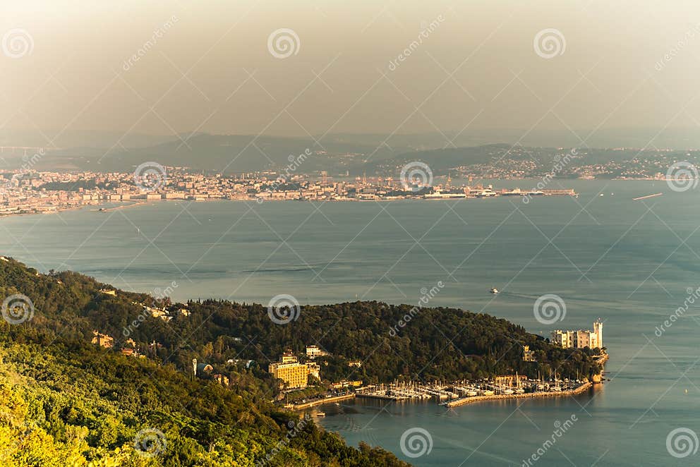 Evening in the Gulf of Trieste Stock Photo - Image of hill ...